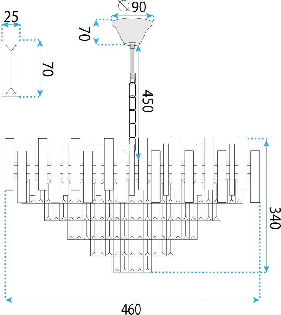 Toolight Toolight, závěsné svítidlo 50cm, 7xE14, G051-CP, chromová, OSW-08945