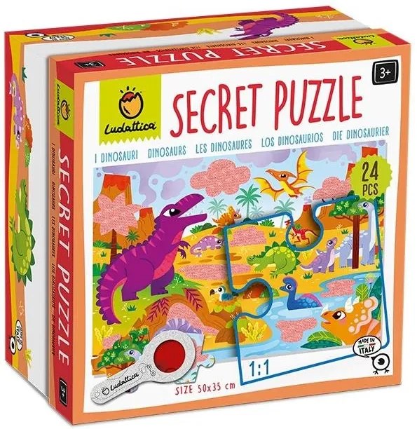 Puzzle ludattica secret puzzle s lupou, dinosauři, 24 dílků