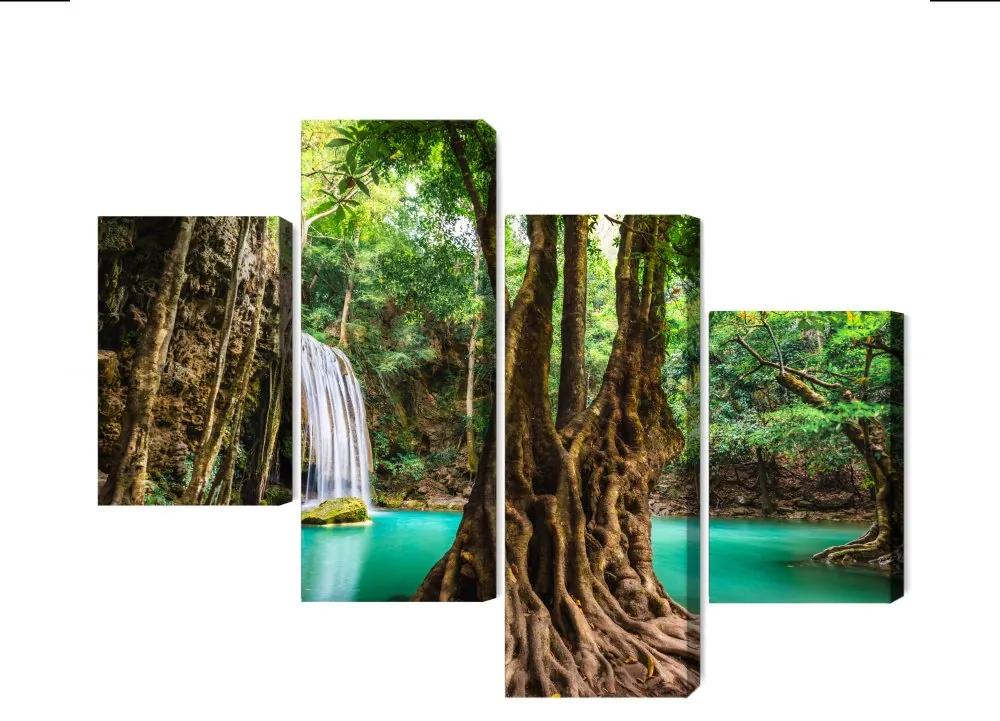 Vícedílný obraz Erawanské Vodopády Nedostatek Nedostatek Plátno Canvas 80x50