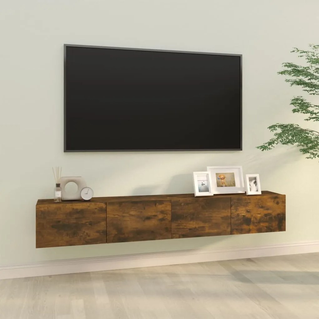 Nástěnné TV skříňky 2 ks kouřový dub 100 x 30 x 30 cm kompozit