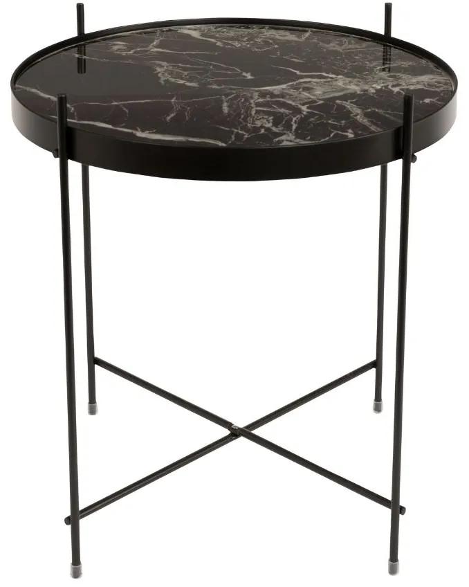 OnaDnes -20% Černý kovový odkládací stolek ZUIVER CUPID 43 cm s mramorovým dekorem