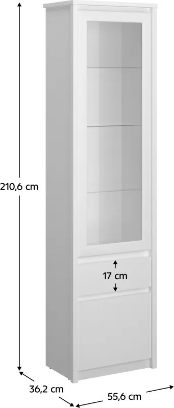 Vitrína 1D1W1S, bílá, ERODIN