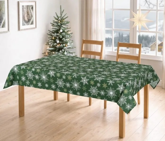 Bellatex Ubrus VÁNOCE 120x140 cm Vánoce hvězda Zelená,Bílá