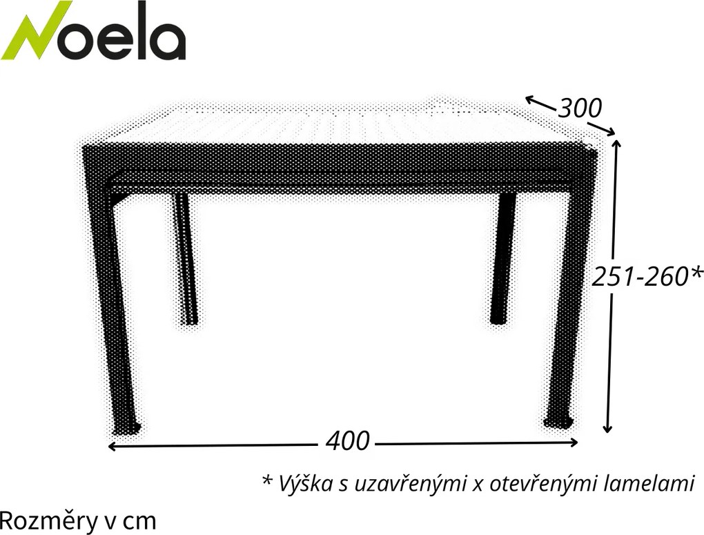 Bioklimatická pergola Noela antracit PREMIUM 3x4 m Barva lamel: Bílá