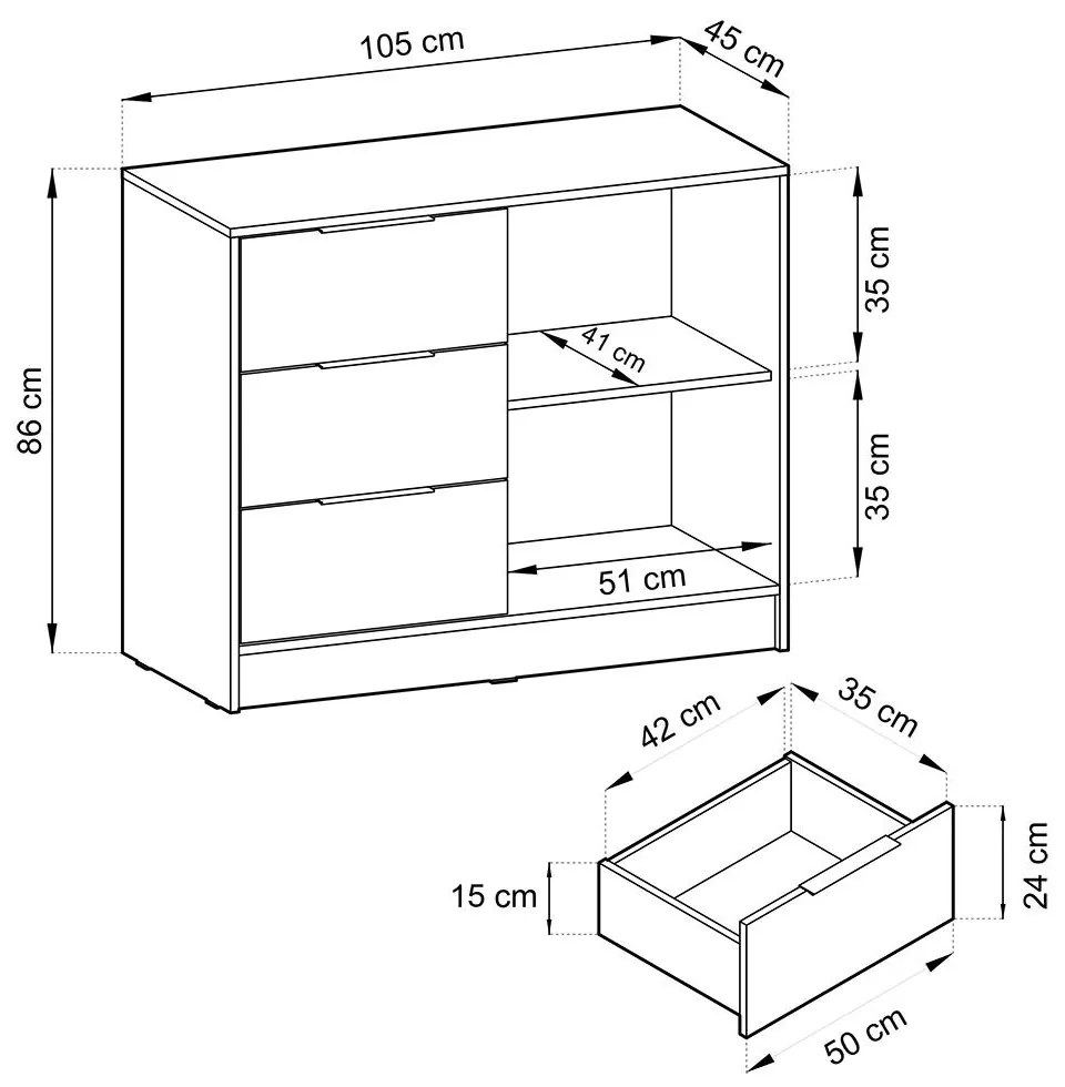 Komoda NELLY 2D | 105 cm | artisan