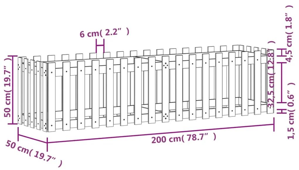 Vyvýšený záhon plotový design 200x50x50 cm masivní douglaska,  832510