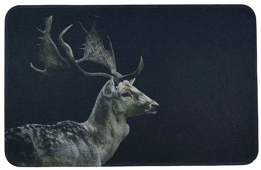 Černá podlahová rohožka s daňkem Deer - 75*50*1cm