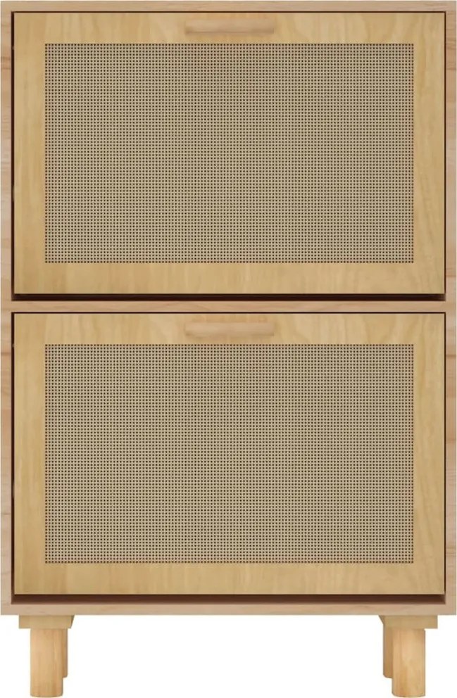 vidaXL Botník 52 x 25 x 80 cm kompozitní dřevo a přírodní ratan [345647] Barva: Bílá