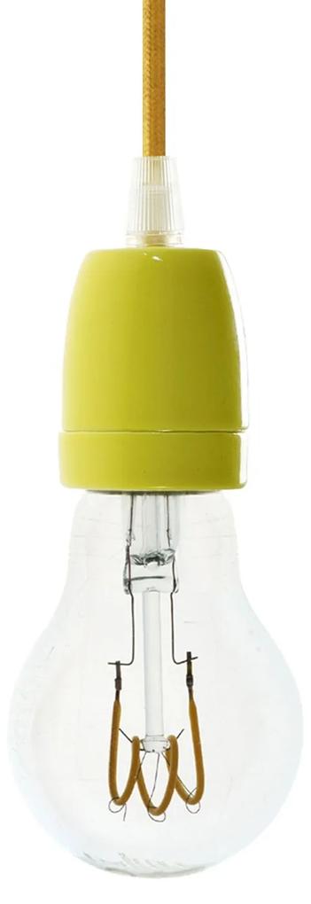 creative cables Závěsná lampa s textilním kabelem a barevnými detaily z porcelánu Barva: Žlutá