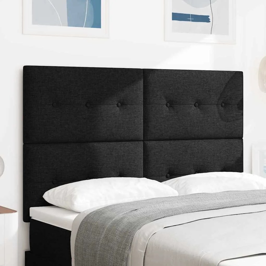 Výškově nastavitelné čelo postele s čelo Černý 144 cm textil 3337823