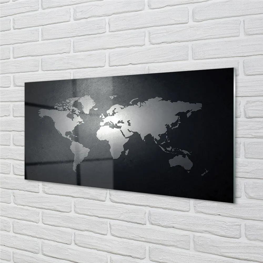 Obraz na skle Černém pozadí White mapa 140x70 cm