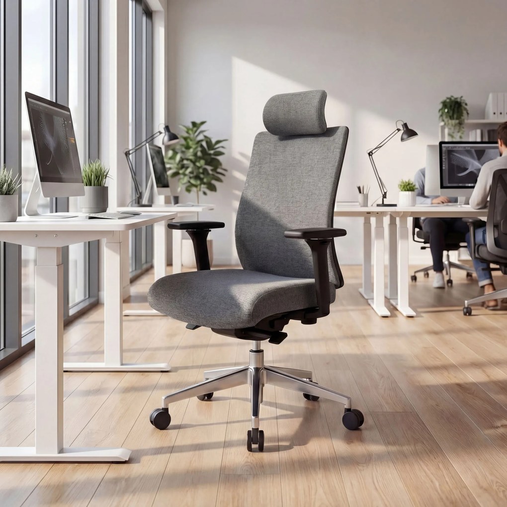 Ergonomická otočná kancelářská židle, tmavě šedá: VECTOR
