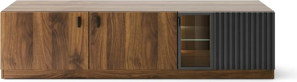 TV stolek s LED osvětlením Radium 25 180 cm ořech Columbia/černý