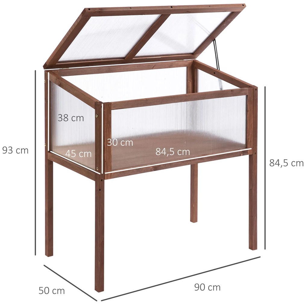Outsunny vyvýšený záhonový truhlík se studeným rámem 90 x 50 x 93 cm pro zahradu balkon terasu, bylinkový záhon z jedlového dřeva a PC desky v hnědé …