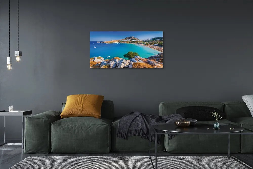 Obrazy na plátně Řecko pobřeží beach panorama 120x60 cm