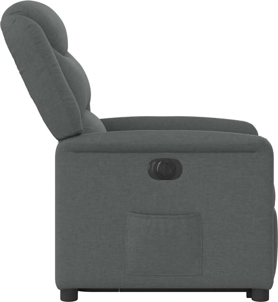 Elektrické zvedací polohovací křeslo tmavě šedé textil 3303215