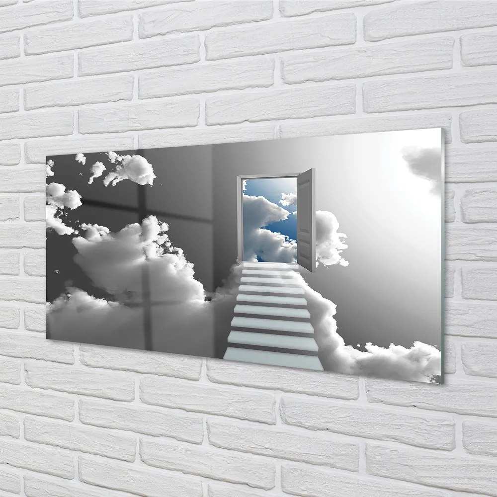 akrylový obraz Schody mraky dveře 100x50 cm