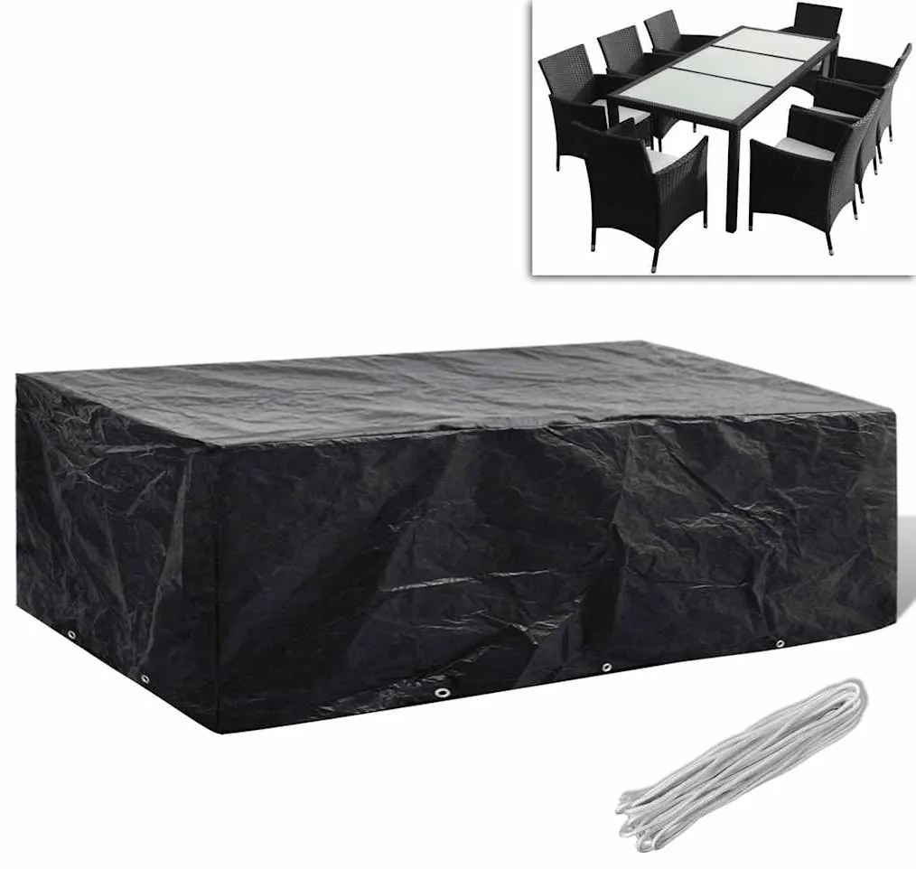41642 vidaXL Kryt na set polyratanového nábytku pro 8 osob, 10 oček, 300 x 140 cm