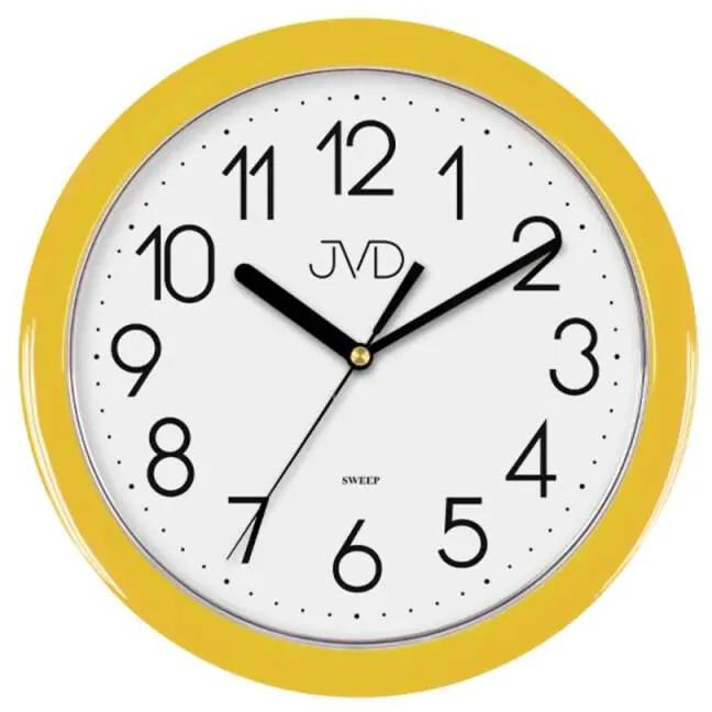 JVD Moderní žluté dětské nástěnné netikající tiché hodiny JVD sweep HP612.12