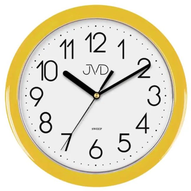 JVD Žluté dětské nástěnné netikající tiché hodiny JVD sweep HP612.12