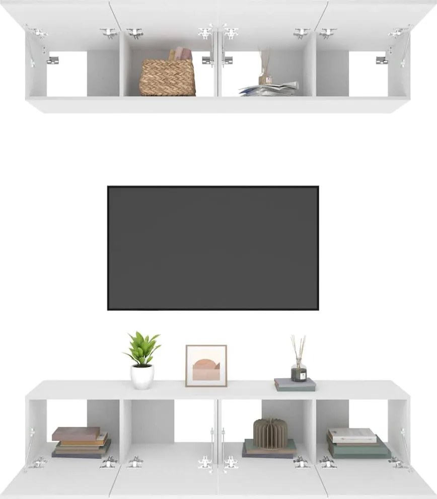 TV skříňky 4 ks bílé 80 x 30 x 30 cm kompozitní dřevo 3114182