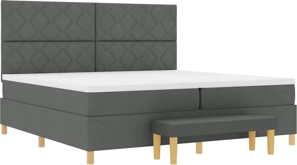 Postel s boxspringem s čelo Tmavě šedá 200 x 200 cm textil 3344402