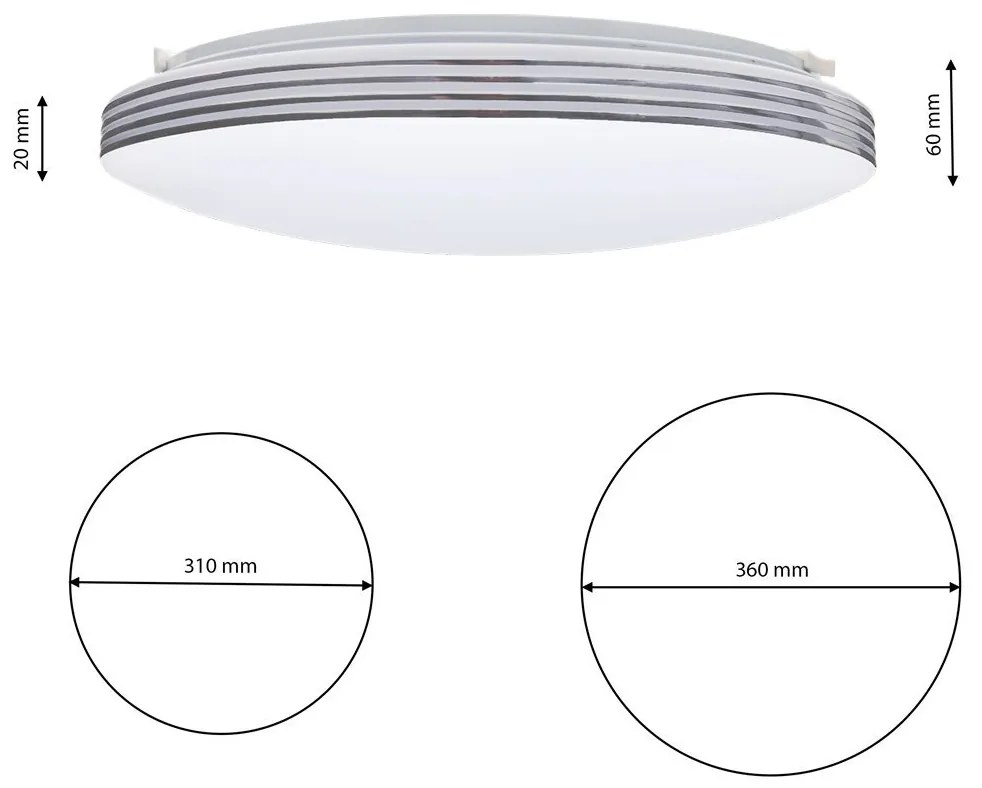 Stropní LED svítidlo Siena, 1x LED 25w, 3000-6000k, ch