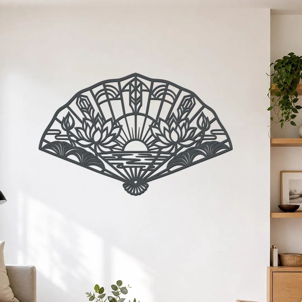 dřevo života Dřevěná dekorace na zeď Vějíř LETNÍ ZAHRADA Zvolte rozměr šxv (cm): 40x25, Zvolte barvu dekoru: Horský dub