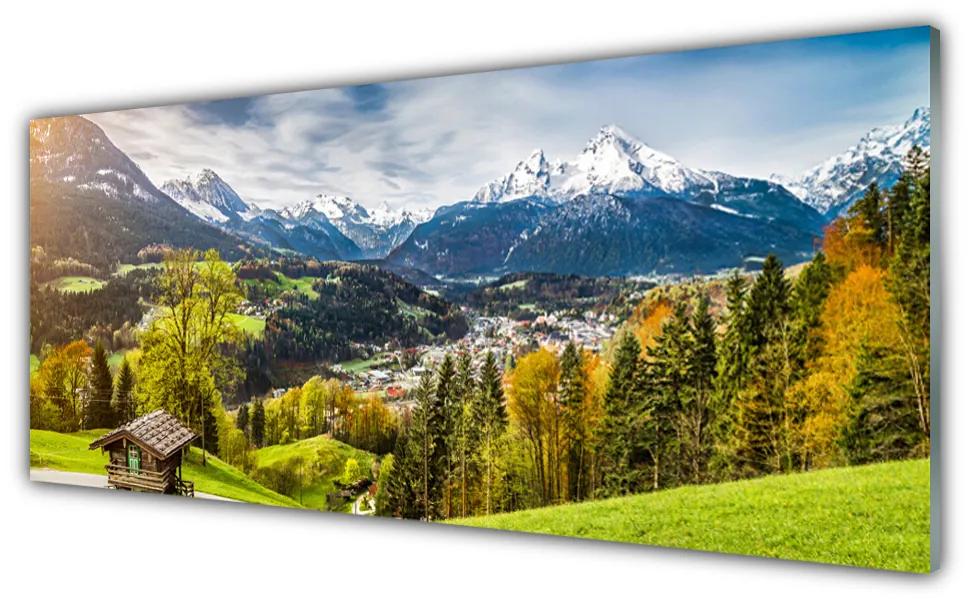 akrylový obraz Skleněná Alpy Krajina 125x50 cm