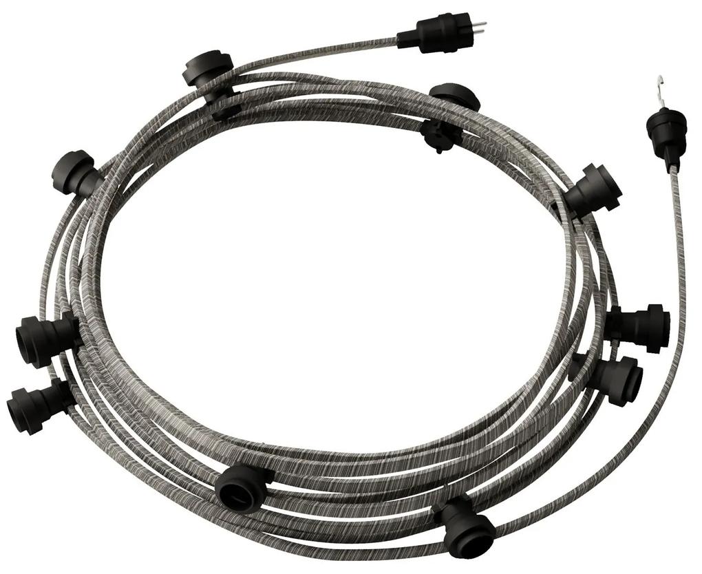 creative cables Hotový světelný řetěz LUMET 12,5 m je sestavený z 10 černých objímek, háčku a zástrčky Barva kabelu: Černá-whisky - CZ22