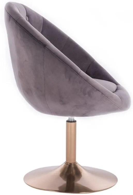 LuxuryForm DESIGN Otočné křeslo VERA VELUR na zlatém talíři - tmavě šedé