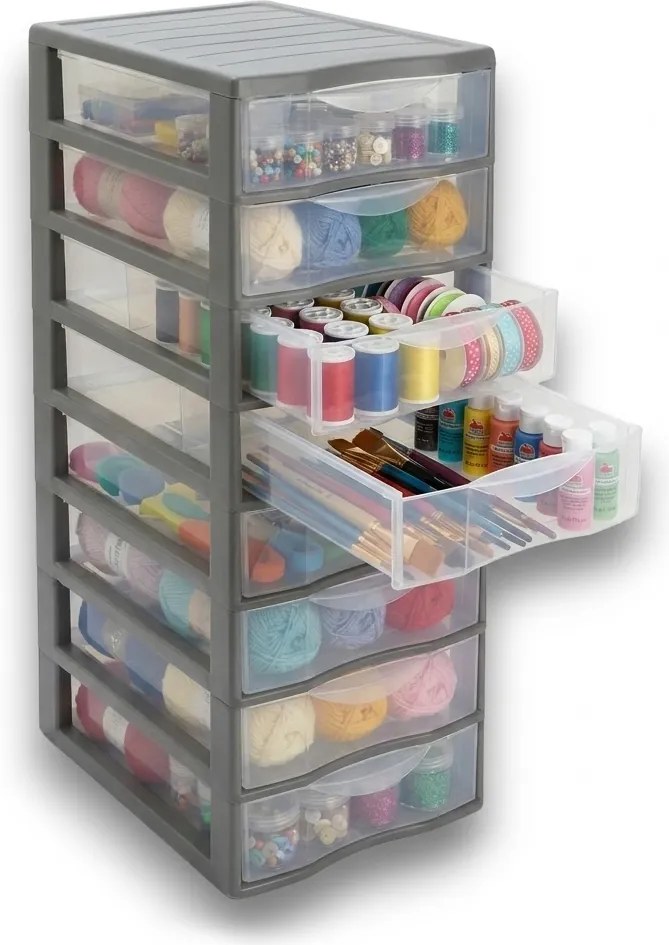 SUNDIS Úložný box s 8 zásuvkami, antracit, OFFICEMIX A4 8A