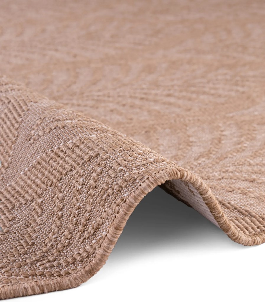 NORTHRUGS, Kusový koberec Duet Liora 106247 Beige/White kruh - na ven i na doma, 160x160 (průměr) kruh, béžová, chodba / předsíň