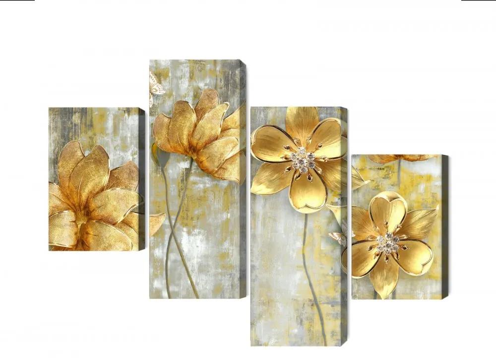 Vícedílný obraz Dekorativní Květiny V Odstínech Béžové Nedostatek Nedostatek Přírodní plátno 240x150