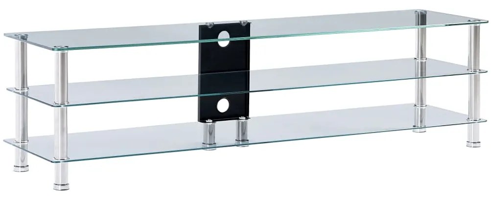 TV stolek - tvrzené sklo - průhledný | 150x40x40 cm