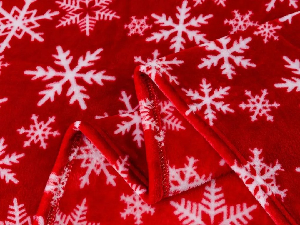 Vánoční mikroplyšová deka FROSTY FLAKES, červená Rozměr: 160 x 200 cm
