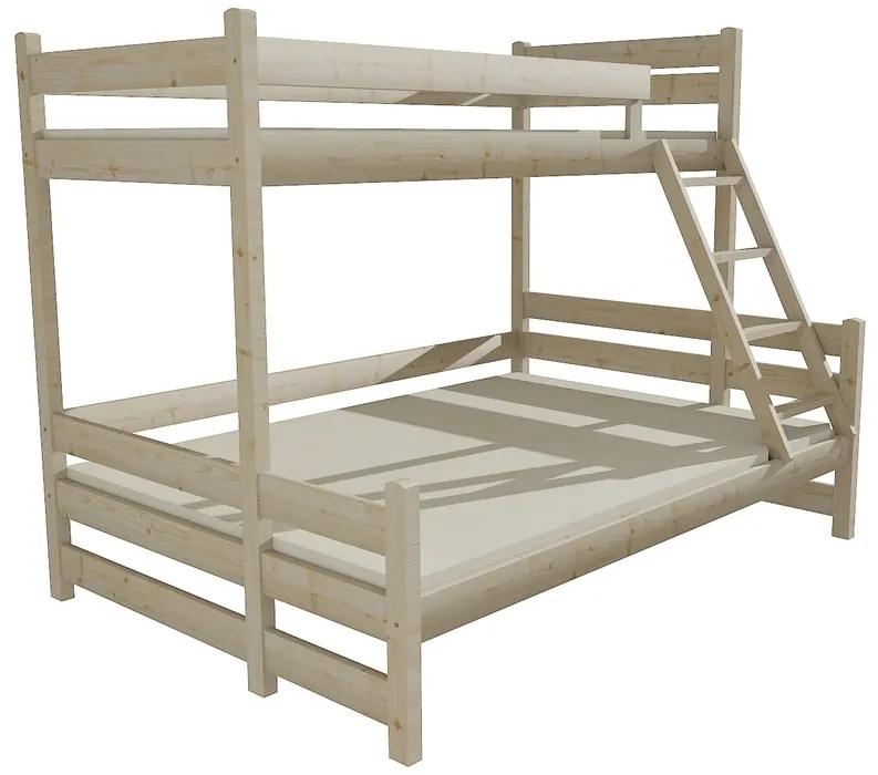 Vomaks Patrová postel s rozšířeným spodním lůžkem PPS 004 80/120 x 200 cm surové dřevo vpravo (vyobrazeno)