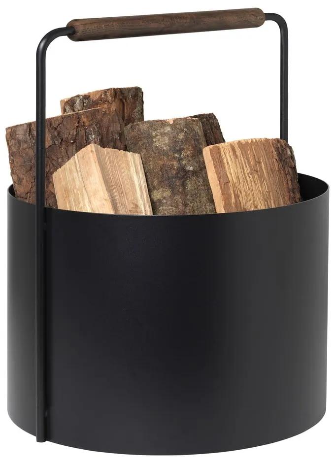 Černý kovový koš na palivové dřevo Blomus Fireplace