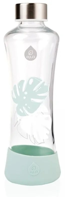 Tyrkysová láhev z borosilikátového skla Equa Urban Jungle Monstera, 550 ml