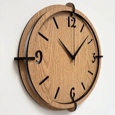 3D Nástěnné hodiny Zlatý dub, tiché, moderní | SENTOP HDF0601-OAK