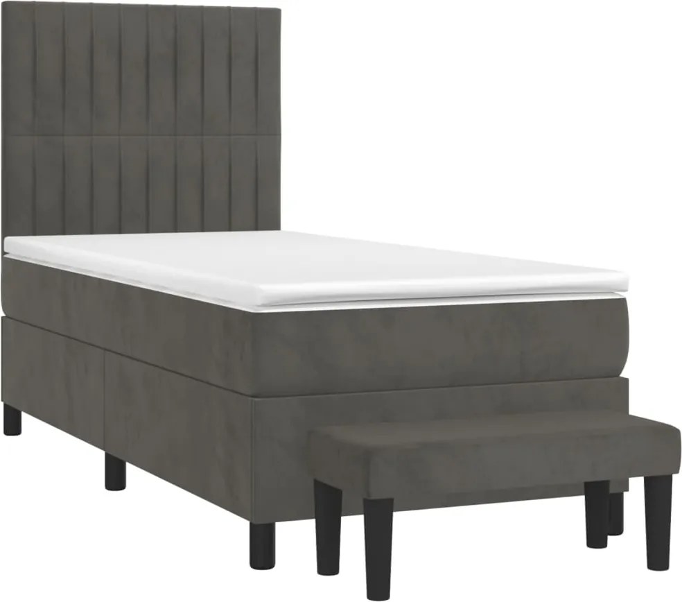 Box spring postel s matrací tmavě šedá 100x200 cm samet 3137948
