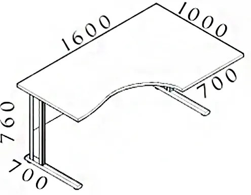 Ergonomický stůl Visio 160 x 100 cm, pravý, bílá