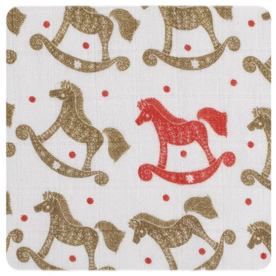 Kikko Biobavlněná plena Organic 120 x120 cm Rocking Horses Gold
