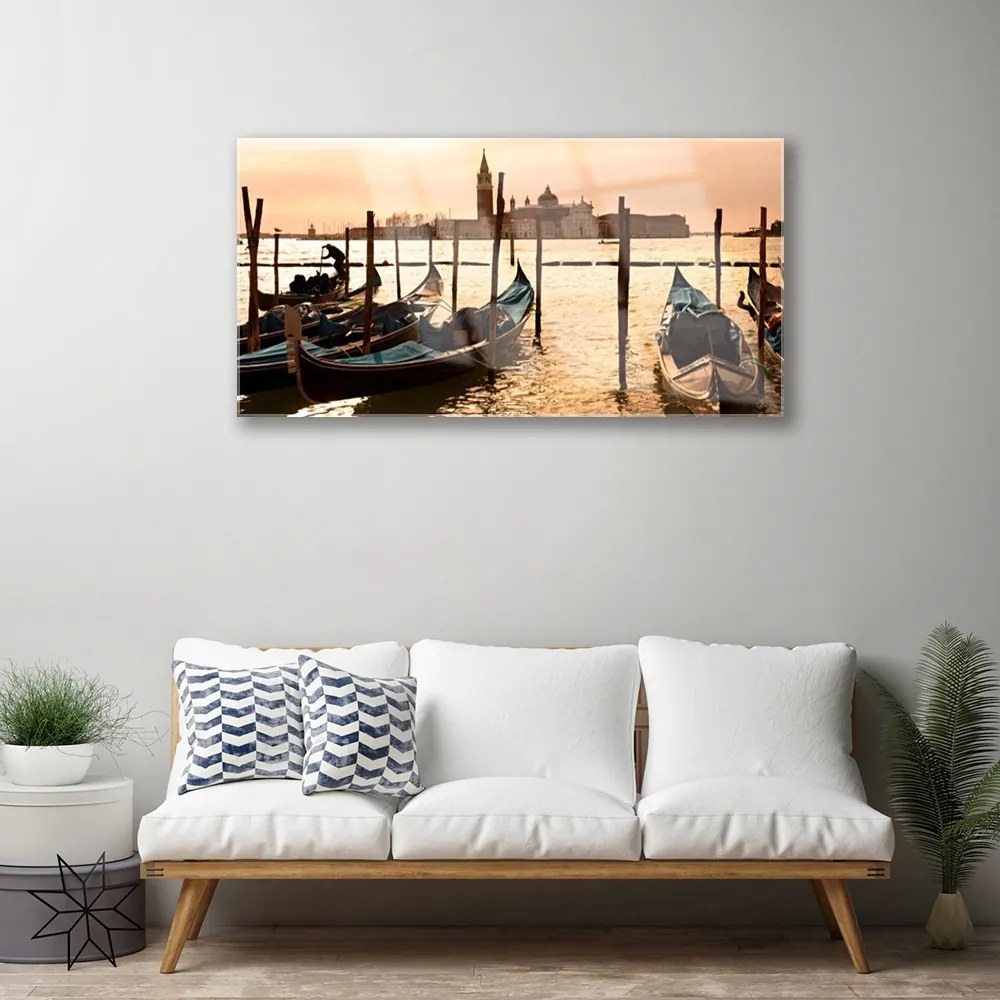 Obraz na skle Loďka Moře Krajina 120x60 cm