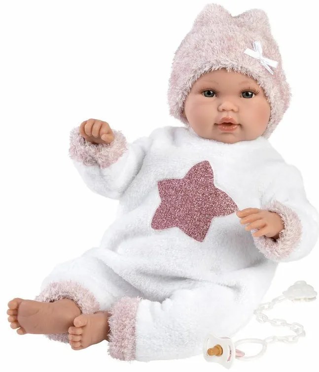 Llorens 63648 NEW BORN - realistická panenka miminko se zvuky a měkkým látkovým tělem 36cm