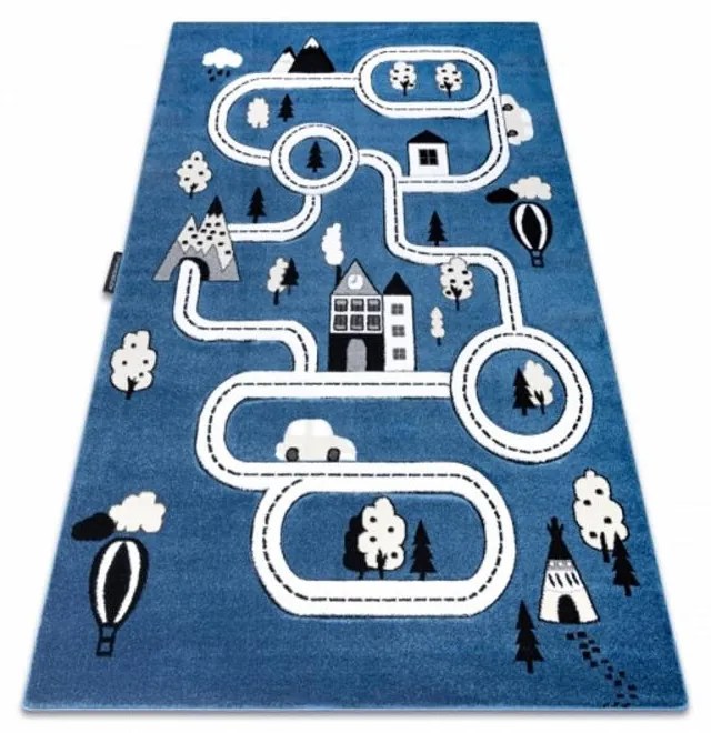 Dětský kusový koberec Cesty ve městě modrý 120x170cm