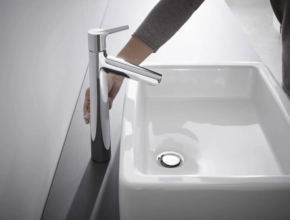 Hansgrohe Talis S, vysoká umyvadlová baterie 190 s táhlem a odtokovou soupravou, chromová, 72031000