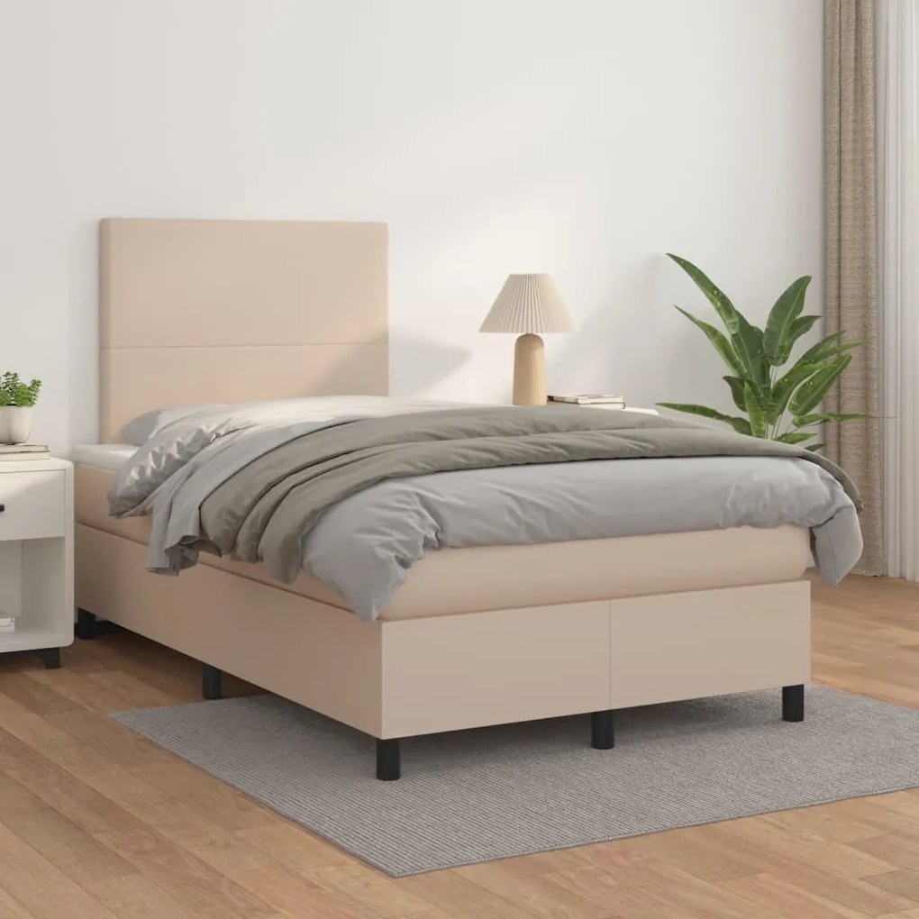 Box spring postel s matrací cappuccino 120x200 cm umělá kůže