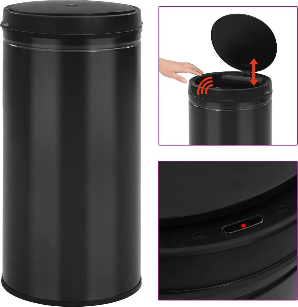 vidaXL Odpadkový koš s automatickým senzorem 70 l uhlíková ocel [322702] Barva: Černá