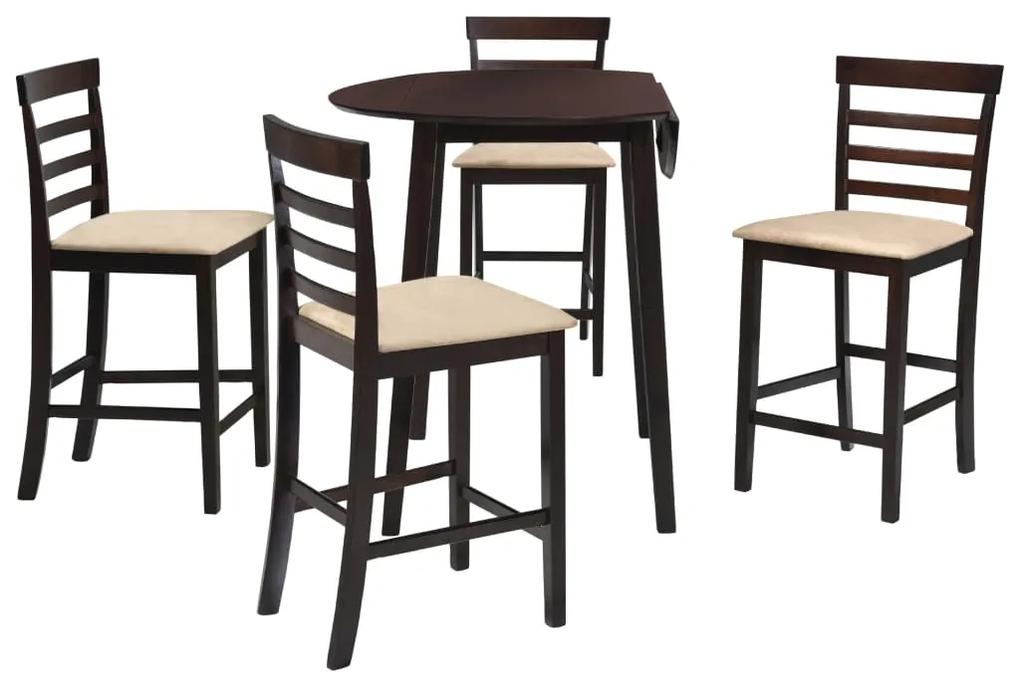 Barový stůl a židle sada 5 kusů - hnědá | masivní dřevo